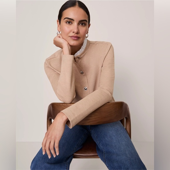 Ann Taylor | Sweaters | Nwt Ann Taylor Ruffle Neck Cardigan In Ponte ...